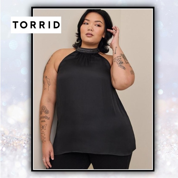 torrid | Tops | Torrid Satin Beaded Halter Top T7223z | Poshmark